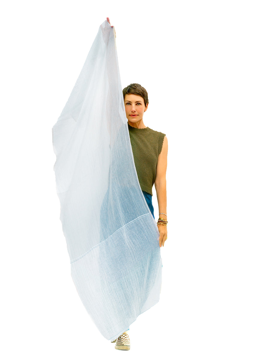 Lightweight Insect Repellent Scarf in Faint Blue and White – Shoo For Good