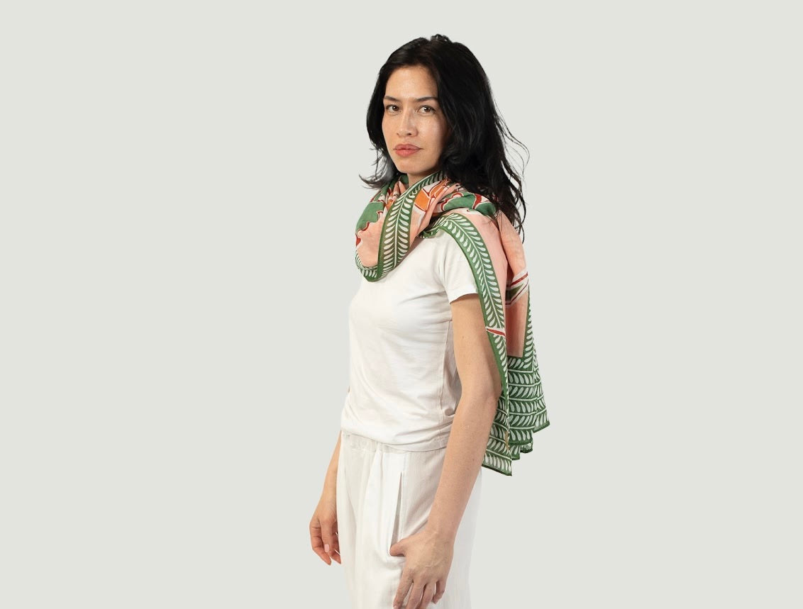 Insect-Repellent Scarf—Dahlia with Green Border – Shoo For Good
