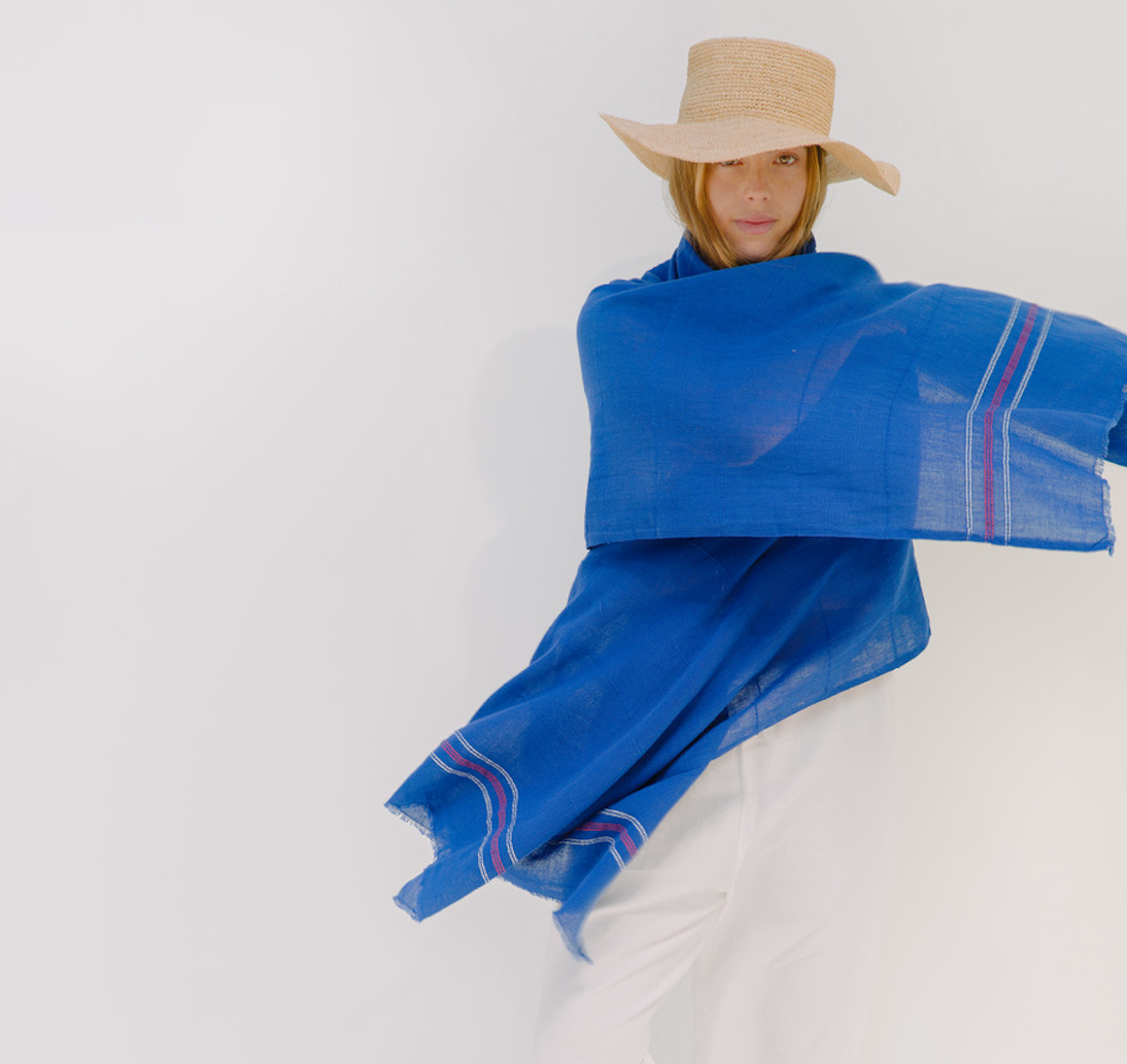 Insect-Repellent Wrap Camellia in Cobalt Blue – Shoo For Good