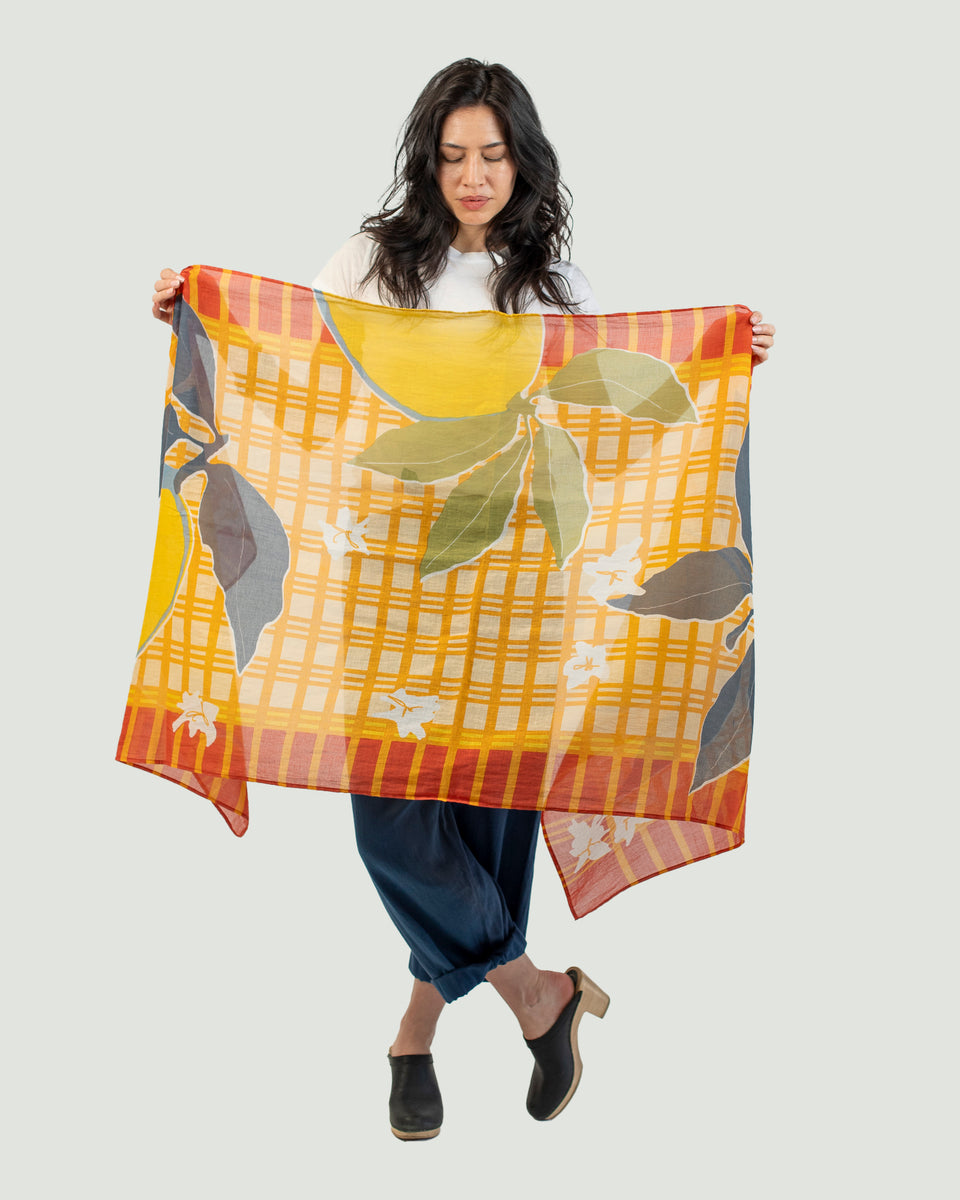 Insect-Repellent Scarf—Lemons and Oranges – Shoo For Good